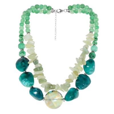 China RICHSTAR Ladies Fancy Necklace Multilayer Round Alloy Rhinestone Acrylic Polyester Various Length for sale