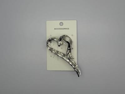 China Polished Geometric Heart Shape Silver Metal Hair Claw Clip 10cm for Elegant Styling for sale