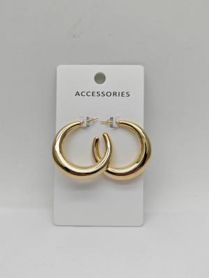 China Medium Hoop Metal Earrings Unisex Polished Finish Fashion Jewelry for Wholesale for sale