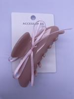 China RICHSTAR Acrylic Hair Claw Clip with Fabric Bowknot in Various Colors 45 Days Delivery for sale