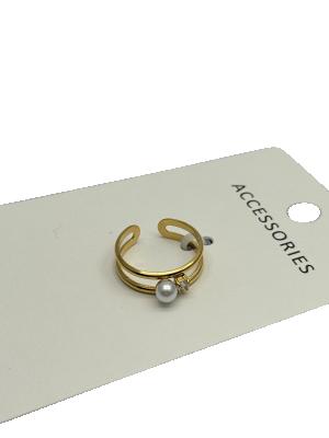 China 925 Sterling Silver Adjustable Pearl Ring with Brilliant-Cut Stones - Custom Sizing & Lightweight Design for Women for sale
