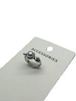 China Fancy Ladies Silver White Freshwater Pearl Ring - Adjustable Stackable Design with Brilliant Cut for Unisex Wear for sale