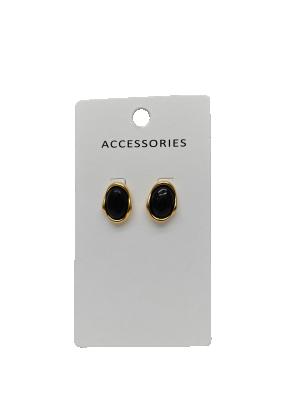 China Silver Needle Korean Retro Black Geometric Small Fashion Light Luxury High End Design Sense Earrings Women Jewelry for sale