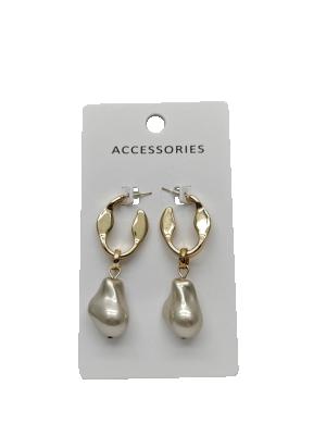 China French Style Freshwater Pearl Earrings 10mm Gold Needle Women Vintage Elegant for sale