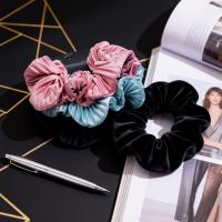 China Korean Cotton Scrunchies with Smile Print - 45 Day Delivery Fabric Hair Bands in Multiple Patterns for sale