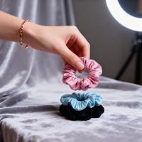China Korean Cotton Scrunchies with Smile Print - 45 Day Delivery Fabric Hair Bands in Multiple Patterns for sale