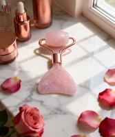 China Natural Rose Quartz Facial Roller and Gua Sha Set for Face Massage Anti Aging Skin Care Tool for sale