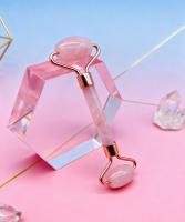 China Natural Rose Quartz Facial Roller and Gua Sha Set for Face Massage Anti Aging Skin Care Tool for sale