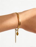China Waterproof Hypoallergenic Double Layer Snake Chain Bracelet 18K Gold Plated Stainless Steel for sale