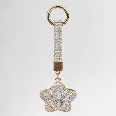 China Luxury Sparkling Rhinestone Star Bag Charm Keychain – Wholesale Gold-Plated Crystal Pendant Hardware for Handbags, Purses & Accessories for sale