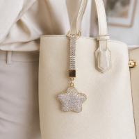 China Luxury Sparkling Rhinestone Star Bag Charm Keychain – Wholesale Gold-Plated Crystal Pendant Hardware for Handbags, Purses & Accessories for sale