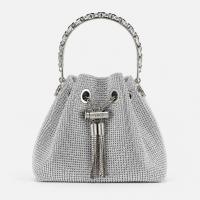 China Luxury Crystal Evening Bucket Handbag – Sparkly Rhinestone Party Purse with Rigid Crystal Top Handle for sale