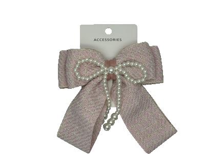 China Fabric Hair Accessories Bow Pearl Streamer Hairpin for Parties Various Colors for sale