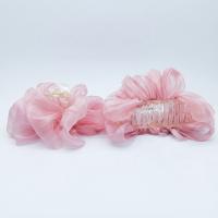 China RICHSTAR Fabric Hair Claw Clip Light Pink Gauze Material Hair Accessories Various Designs for sale