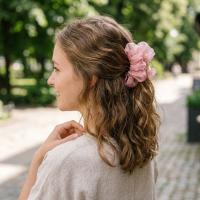 China RICHSTAR Fabric Hair Claw Clip Light Pink Gauze Material Hair Accessories Various Designs for sale