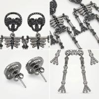China Gothic Rhinestone Skeleton Dangle Earrings – Silver Tone Statement Jewelry for Halloween, Party & Fashion Accessories for sale