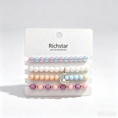China Customizable Children Beaded Bracelet Set Polished Finish Multiple Colors for Girls Jewelry Collection for sale