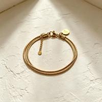 China Waterproof Hypoallergenic Double Layer Snake Chain Bracelet 18K Gold Plated Stainless Steel for sale