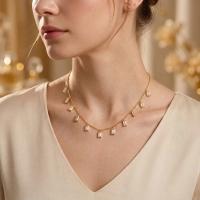 China 18K Gold PVD Plated Waterproof Stainless Steel Necklace with Crystal Pendant for Women 45cm for sale