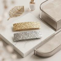 China Custom Metallic Textured Rectangle Hair Clips – High-End Fashion Hair Accessories for sale