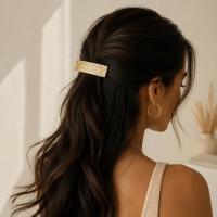 China Custom Metallic Textured Rectangle Hair Clips – High-End Fashion Hair Accessories for sale