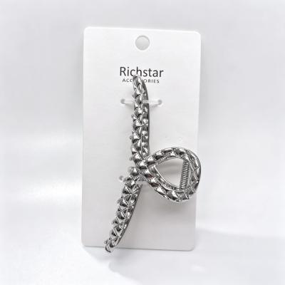 China Geometric Metal Hair Claw Clip - Silver Professional Styling Accessory in Small, Medium, Large Sizes for sale