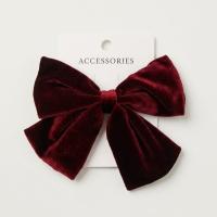 China Vintage Burgundy Velvet Hair Bow Clip | Elegant Oversized Velvet Alligator Hair Barrette for Women & Girls for sale