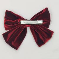 China Vintage Burgundy Velvet Hair Bow Clip | Elegant Oversized Velvet Alligator Hair Barrette for Women & Girls for sale