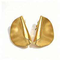 China Modern Abstract Curved Folded Gold Stud Earrings | 18K Gold Plated Stainless Steel for sale