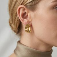 China Modern Abstract Curved Folded Gold Stud Earrings | 18K Gold Plated Stainless Steel for sale