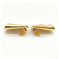 China Modern Abstract Curved Folded Gold Stud Earrings | 18K Gold Plated Stainless Steel for sale