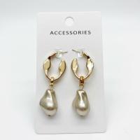 China French Style Freshwater Pearl Earrings 10mm Gold Needle Women Vintage Elegant for sale