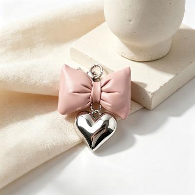 China RICHSTAR Matte Finish Sweet Heart and Bow Metal Key Chain for Plain Decoration for sale