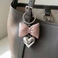 China RICHSTAR Matte Finish Sweet Heart and Bow Metal Key Chain for Plain Decoration for sale