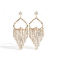 China Richstar Reusable Heart Fringe Earrings with Full Pave Diamond Design - Silver, Gold, Rose Gold Options for sale