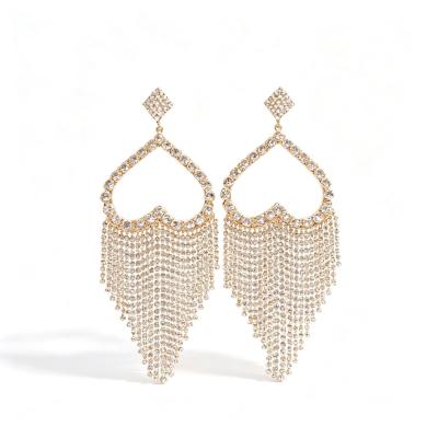 China Richstar Reusable Heart Fringe Earrings with Full Pave Diamond Design - Silver, Gold, Rose Gold Options for sale