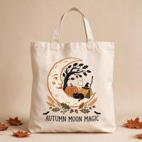 China Vintage Halloween Canvas Tote Bag – Eco-Friendly 12oz Heavyweight Cotton Grocery Shopper for sale