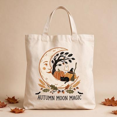 China Vintage Halloween Canvas Tote Bag – Eco-Friendly 12oz Heavyweight Cotton Grocery Shopper for sale