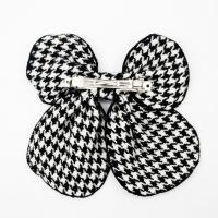 China Wholesale Vintage Houndstooth Bow Hair Clip with Metal Spring French Barrette – Classic Fabric Hair Accessories for sale