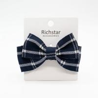 China 5cm Stripe Bow Children's Hair Clips - Plastic Hair Accessories for Girls with Custom Patterns for sale