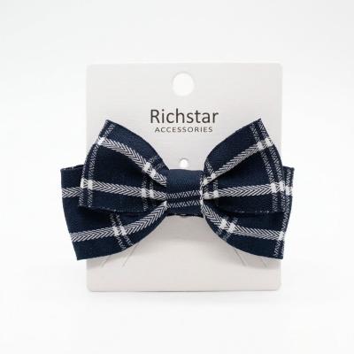 China 5cm Stripe Bow Children's Hair Clips - Plastic Hair Accessories for Girls with Custom Patterns for sale