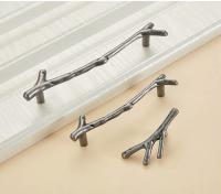 China Black Furniture Decorative Pull Handle , Zinc Alloy Branch Drawer Pulls for sale