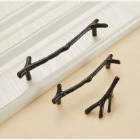China Black Furniture Decorative Pull Handle , Zinc Alloy Branch Drawer Pulls for sale