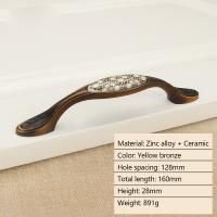 China Flower Ceramic Retro Decorative Cupboard Door Handles for sale