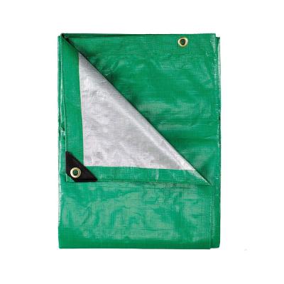 China Green silver PE tarpaulin tent material waterproof outdoor plastic cover poly tarp hdpe tarpaulin sheet for sale