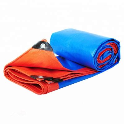 China High quality blue orange polyethylene plastic fabric wholesale PE tarpaulin waterproof sheet with eyelets reinforce for sale