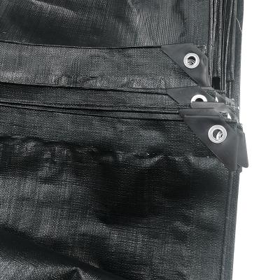 China 90gsm black silver polyethylene plastic fabric wholesale PE tarpaulin waterproof tarpaulin sheet with eyelets reinforce for sale