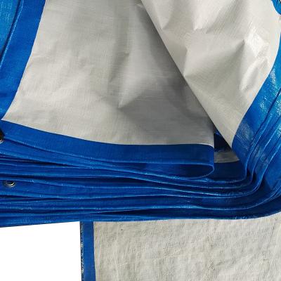 China 120gsm blue white waterproof coated HDPE woven pe polyethylene tarpaulin sheet from china with cheap price for sale