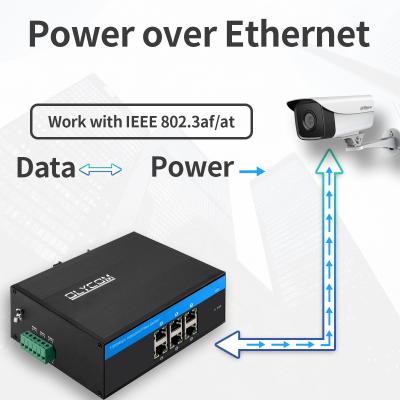 China 6 Port Gigabit PoE Switch Unmanaged DC48V Input Ouuput Unmanaged IP40 Grade for sale