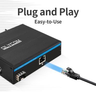China DC48V POE Industrial Media Converter 100/1000M Auto-Sensing 2 Port PSE 15.4W 30W for sale